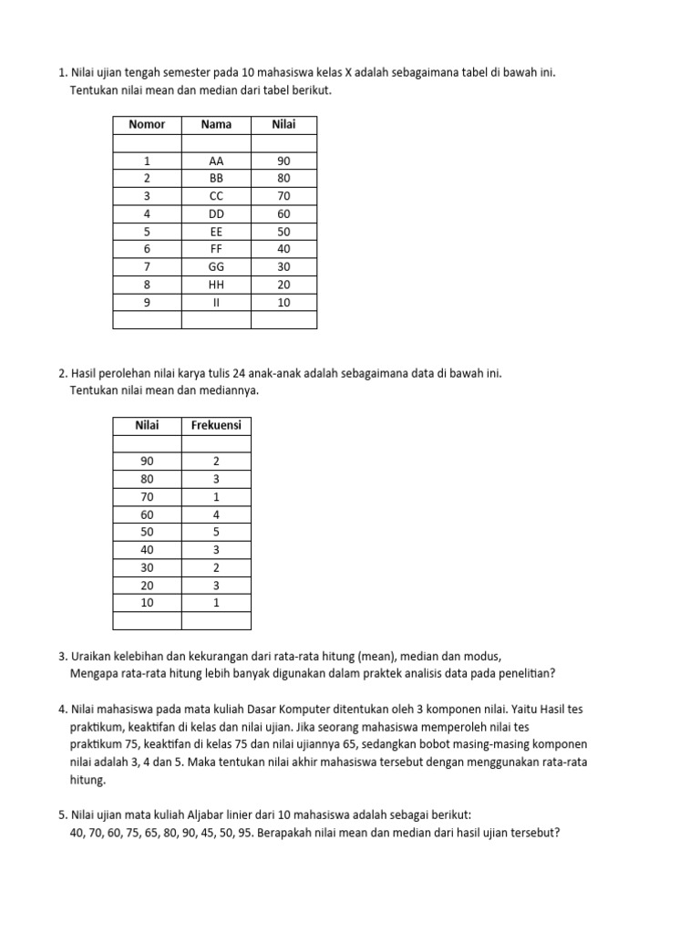 Soal Mean Median Modus 1 | PDF