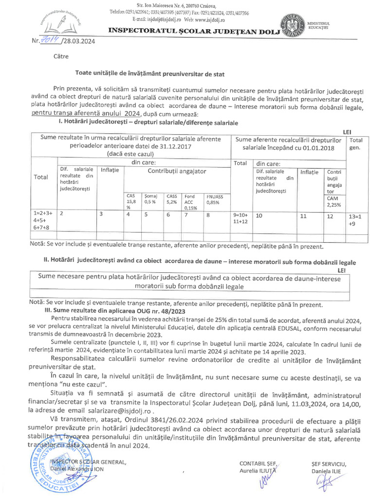 ISJ Dolj Adresa Nr. 7014 - Hot+Dob 2024 | PDF
