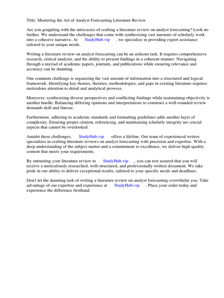 Analyst Forecasting Literature Review Pdf Forecasting Weather