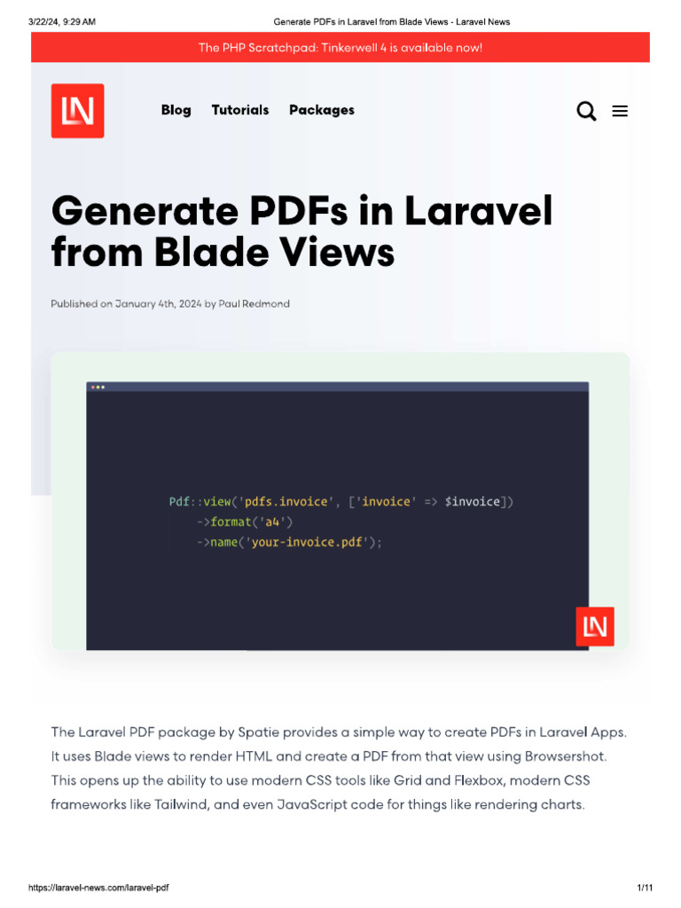 Laravel Generating PDF in Blade | PDF