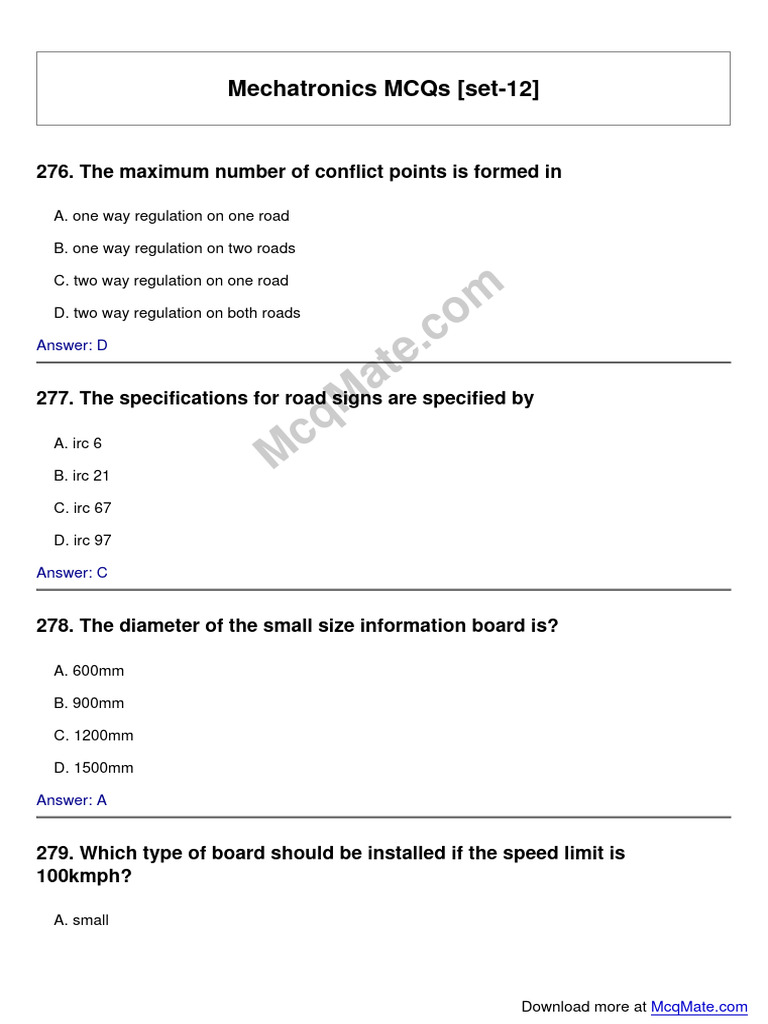 Mechatronics MCQs Set 12 | PDF | Assembly Language | Bit