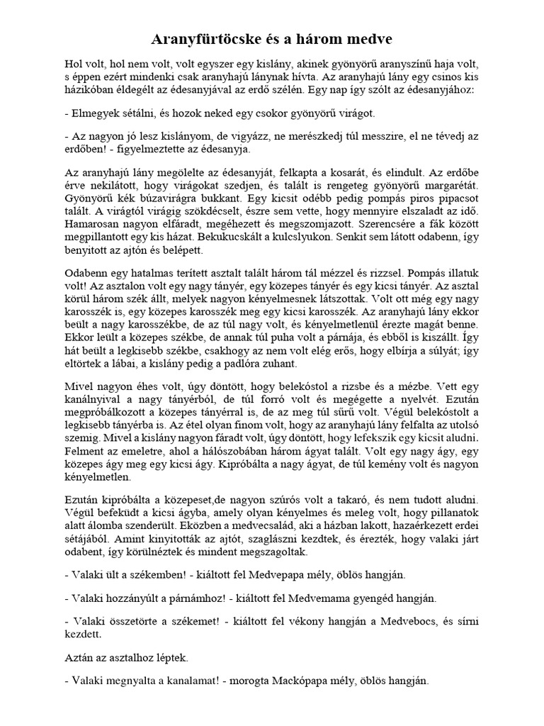 Aknaidora Aranyfurtocske Mese | PDF