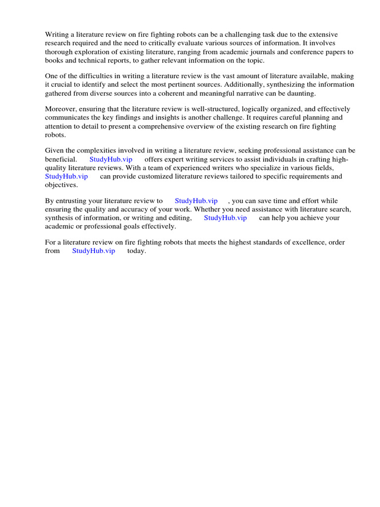 Fire Fighting Robot Literature Review | Download Free PDF ...