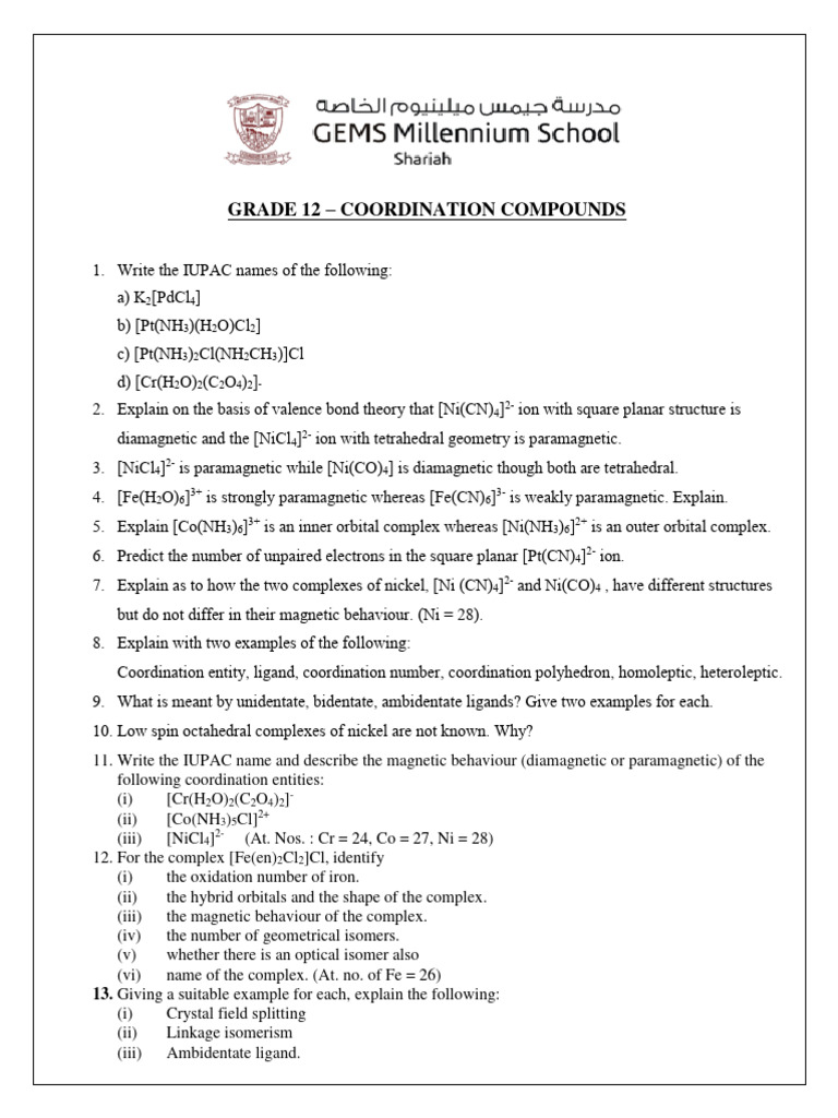 Coordination Compounds and Geometry | PDF | Science & Mathematics