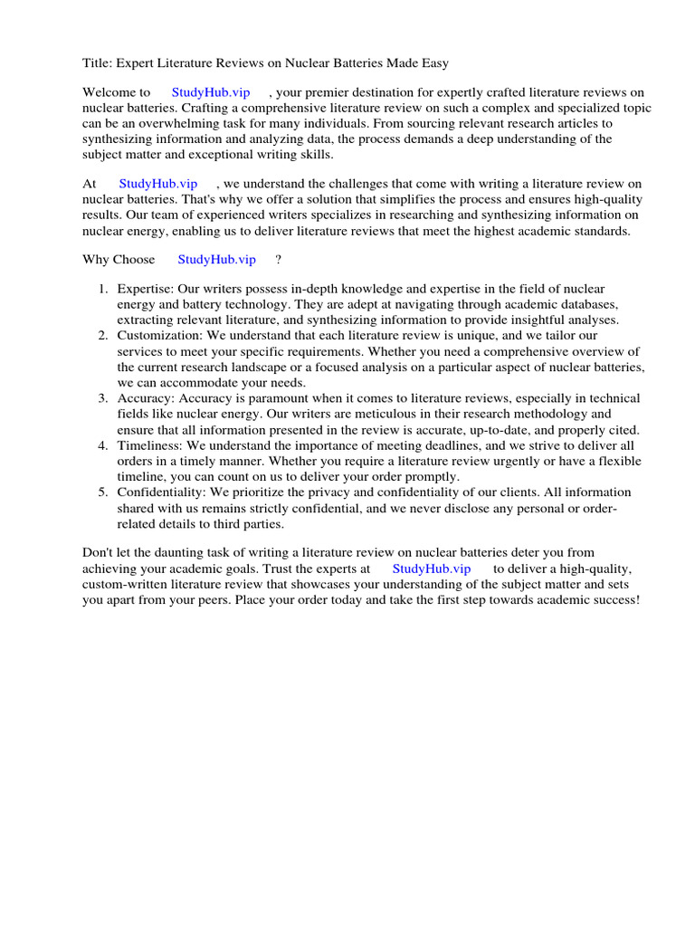 Literature Review On Nuclear Battery | PDF | Radioactive Decay ...