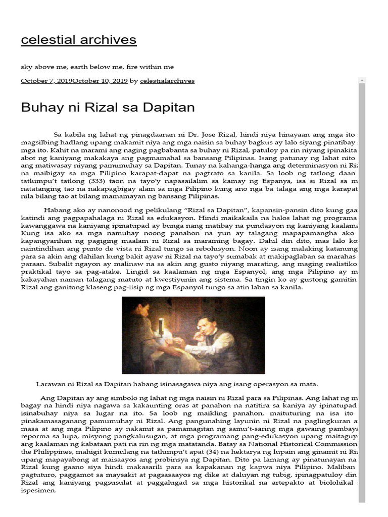 Buhay Ni Rizal Sa Dapitan | PDF