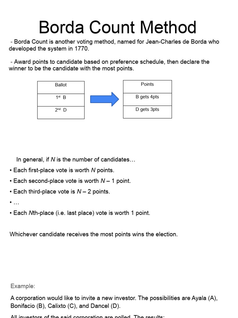 Borda Count Voting Method Explained | PDF