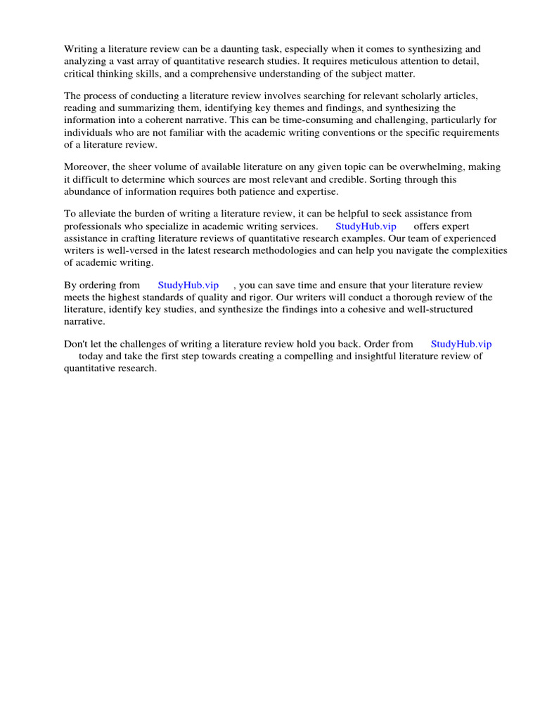 Literature Review of Quantitative Research Example | PDF | Quantitative ...
