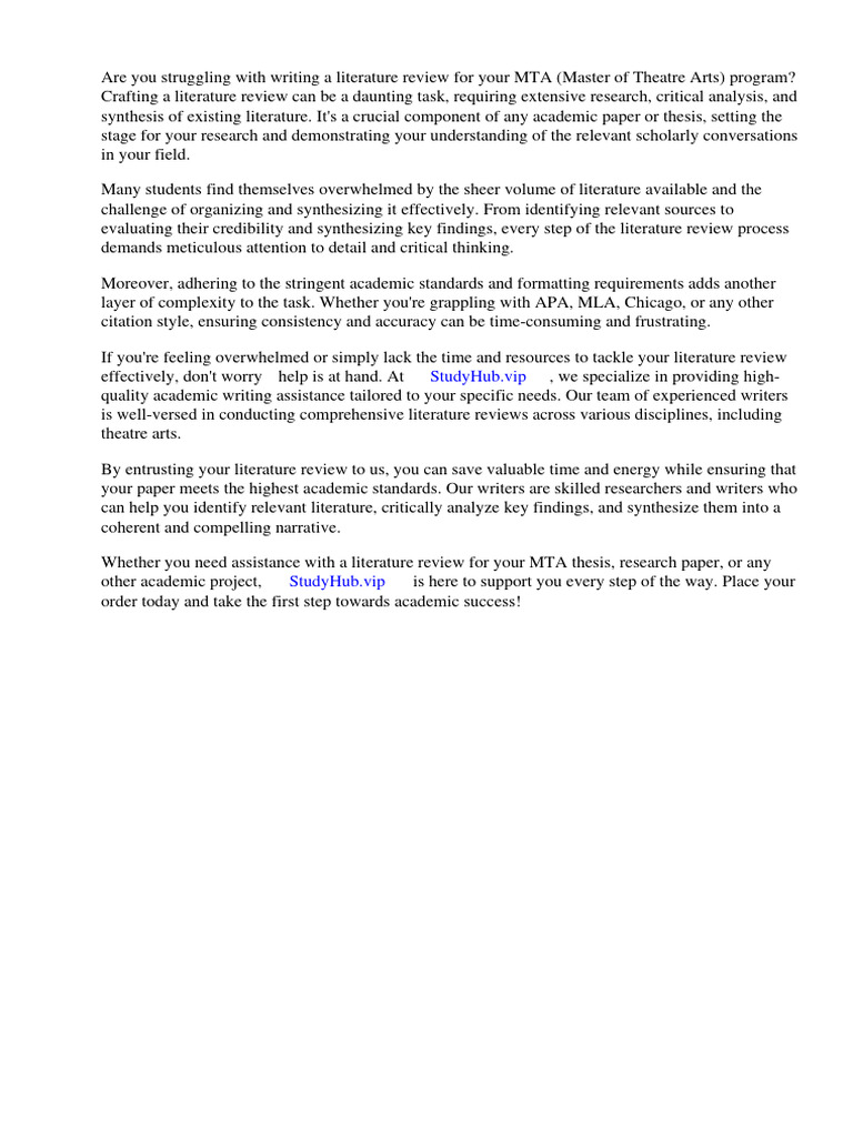 Mta Literature Review | PDF