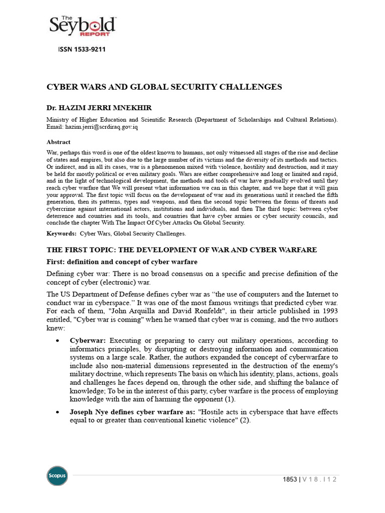 CYBER WARS AND GLOBAL SECURITY CHALLENGES | PDF | Security | Cyberwarfare