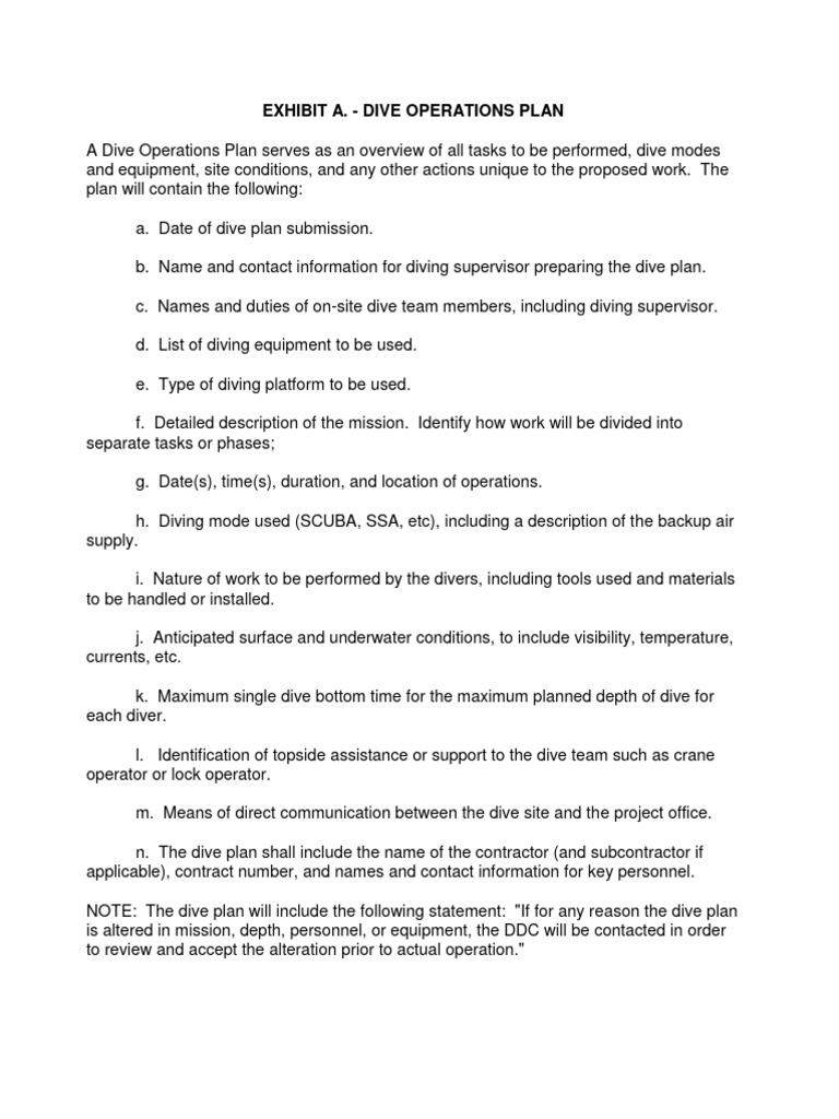 Dive Plans Outline | PDF