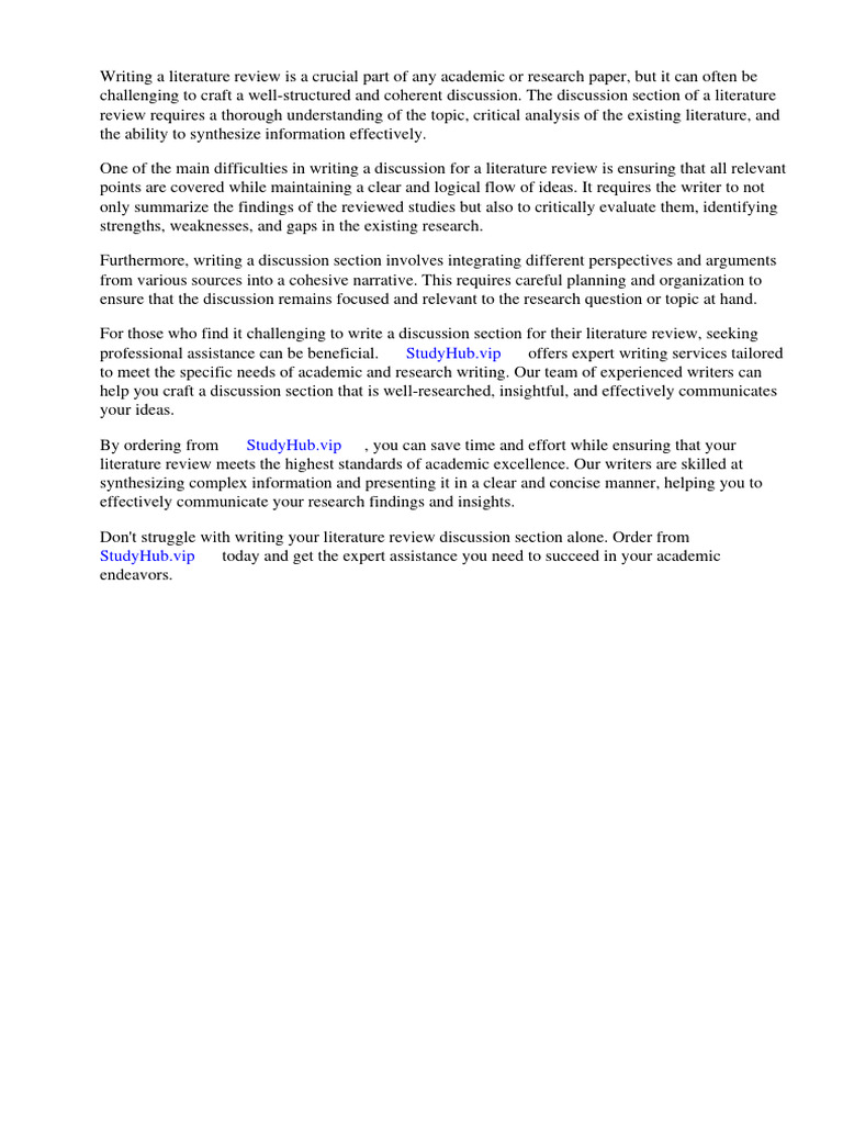 How to Write Discussion in Literature Review | PDF