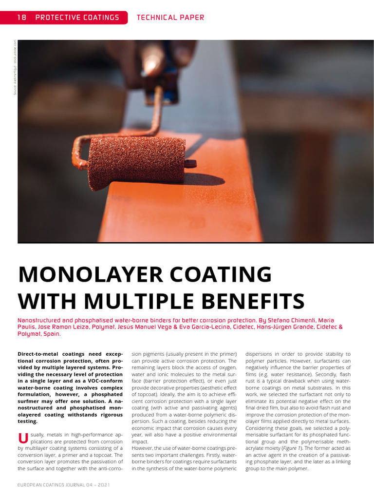 Monolayer Coating With Multiple Benefits: Protectivecoatings 18 | PDF ...