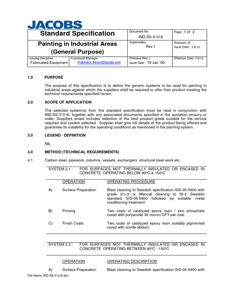 Industrial Painting Specification Guide | PDF | Epoxy | Specification ...