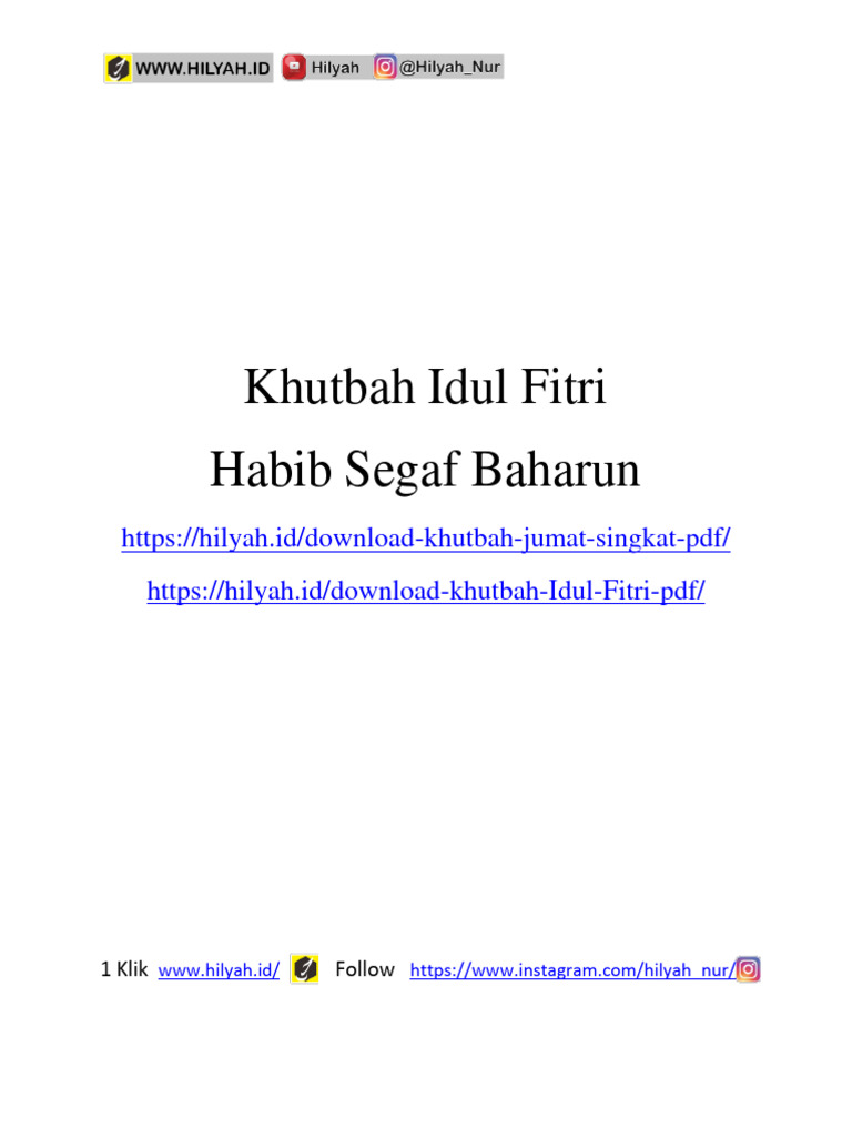Khutbah Idul Fitri Habib Segaf | PDF