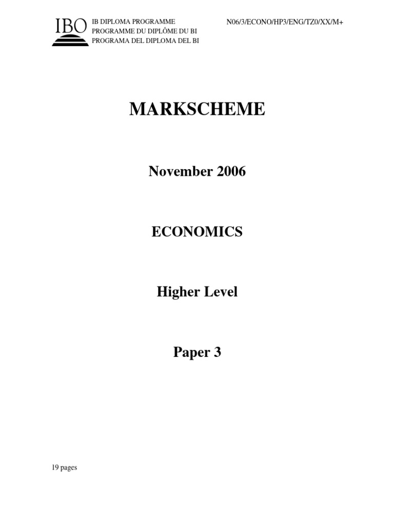 Economics Paper 3 HL Markscheme 2 | PDF