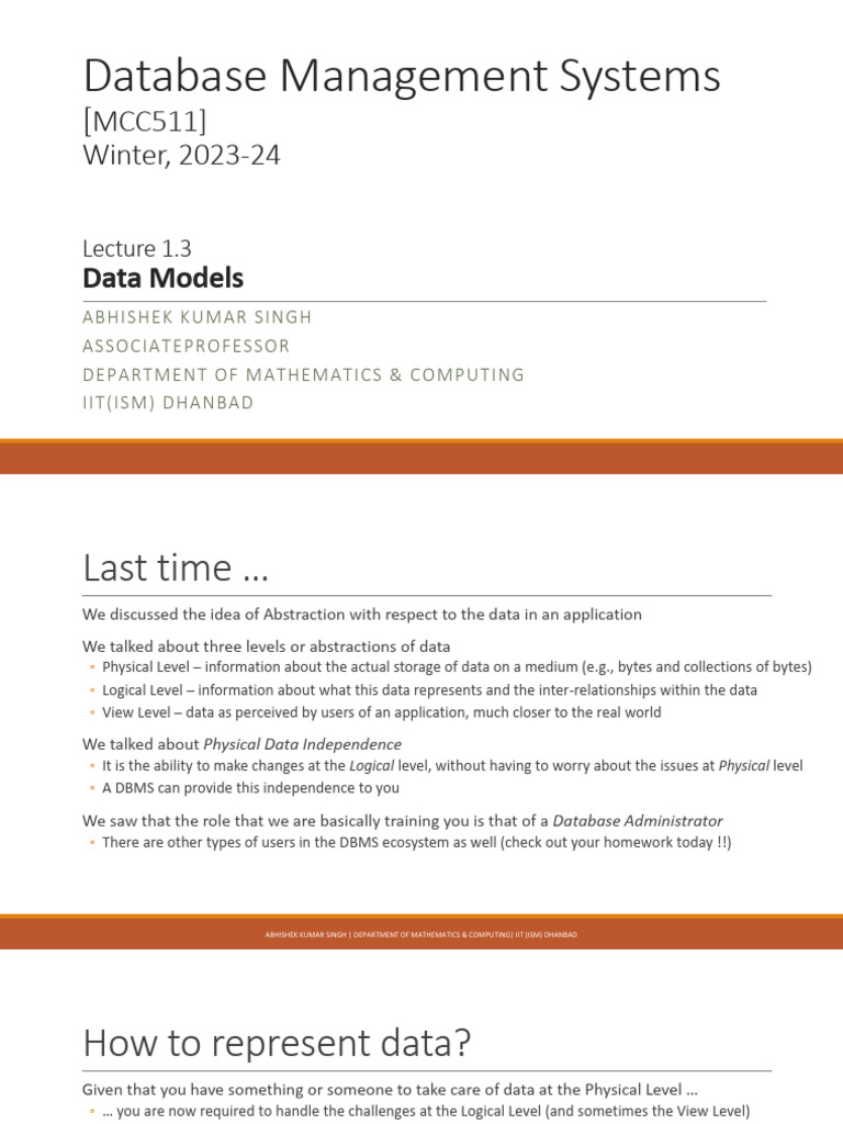 1.3 Data Models - Abhishek | PDF | Relational Database | Databases