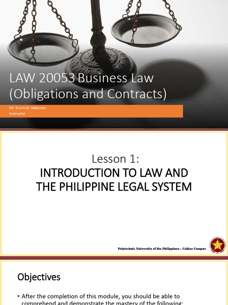 Lesson 1 Introduction To Law and The Philippine Legal System | PDF