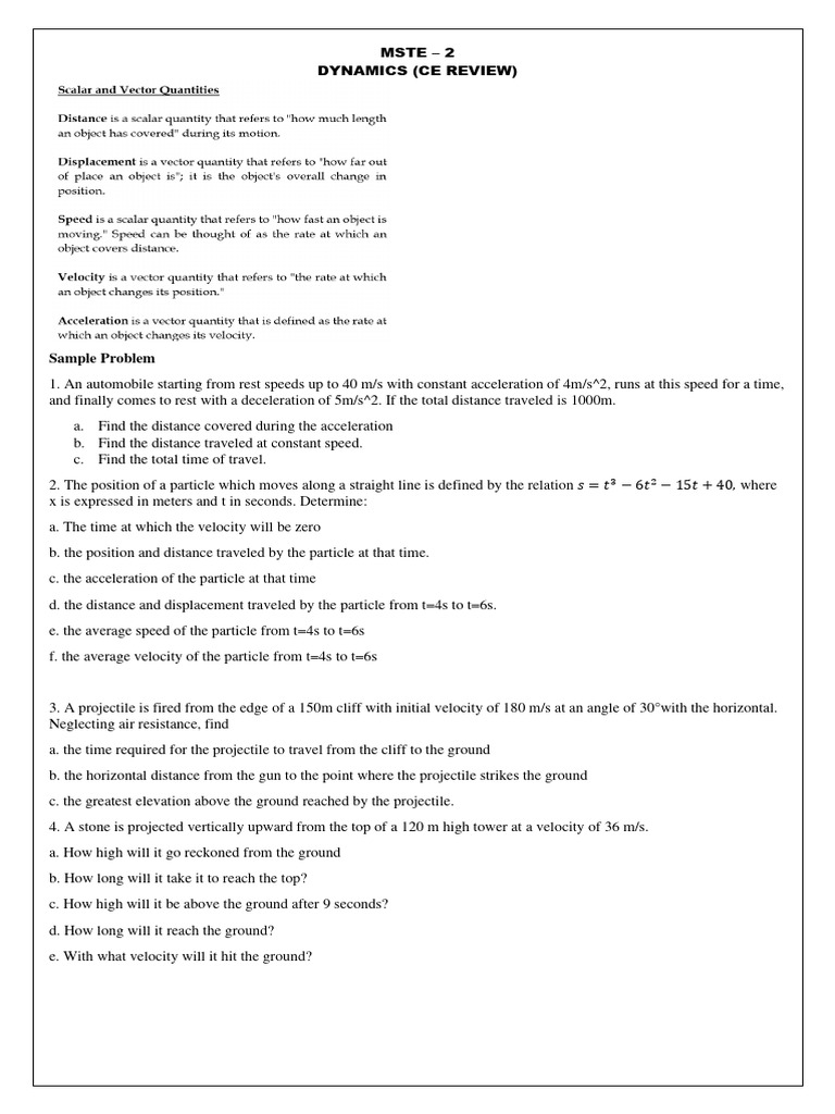 MSTE 2 - Part 1 | PDF | Acceleration | Force