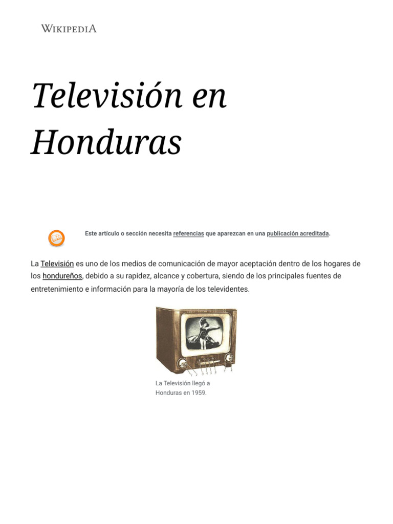Historia de la Televisión en Honduras | PDF | Radiodifusión ...