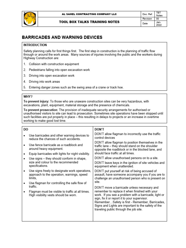 Barricades and Warning Devices | PDF