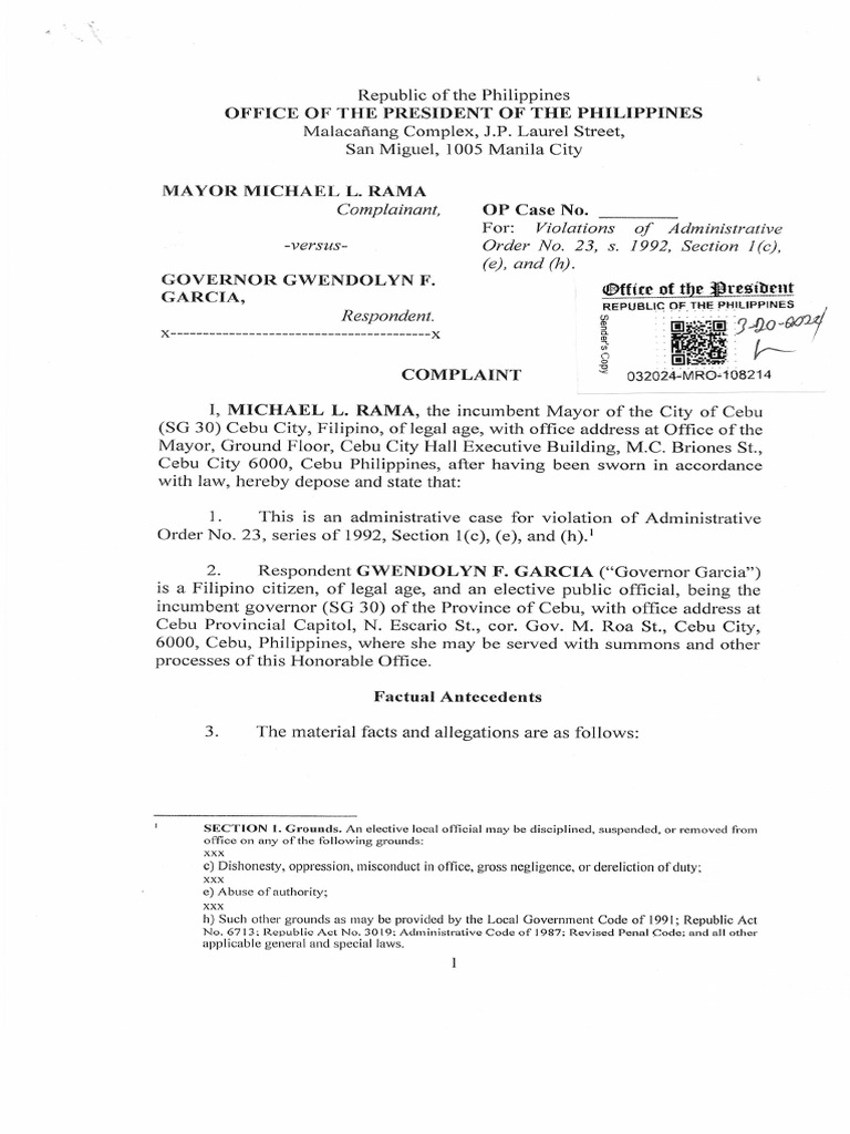 Cebu Mayor Mike Rama Files Complaint Against Gov Garcia Over BRT ...