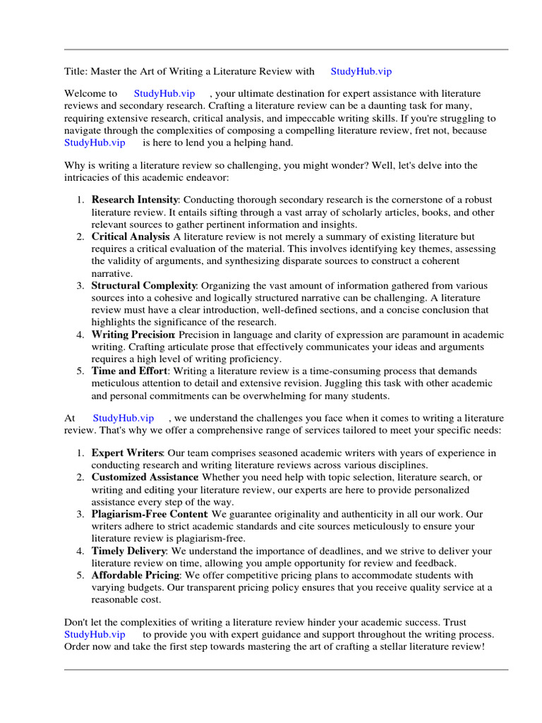 Secondary Research Literature Review | PDF | Critical Thinking ...