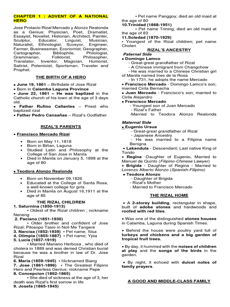 Rizal Chapter 1 12 Midterms | PDF
