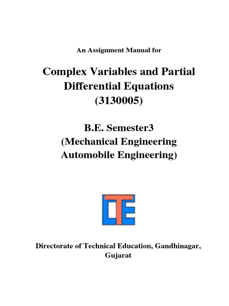 Complex Variables and Partial Differential Equations (3130005) | PDF | Partial Differential ...