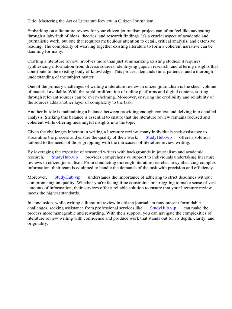 Literature Review Citizen Journalism | PDF