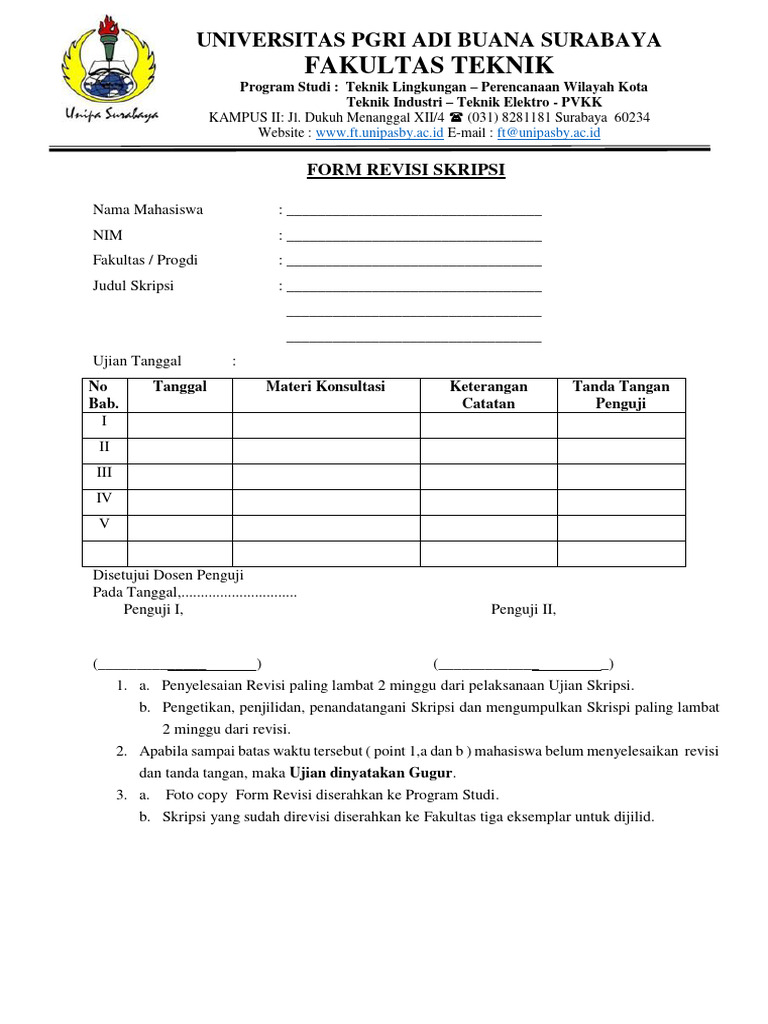 Form Revisi Skripsi | PDF | Karier & Perkembangan | Teknologi & Rekayasa