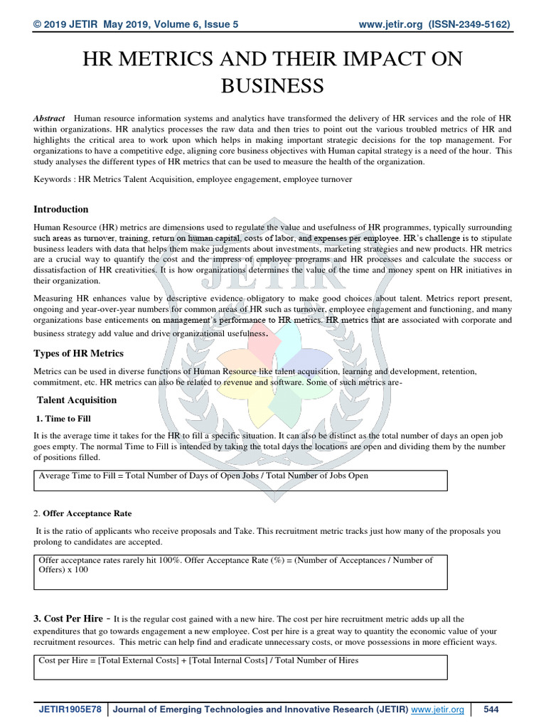 HR Metrics and Their Impact On | PDF | Performance Indicator | Analytics