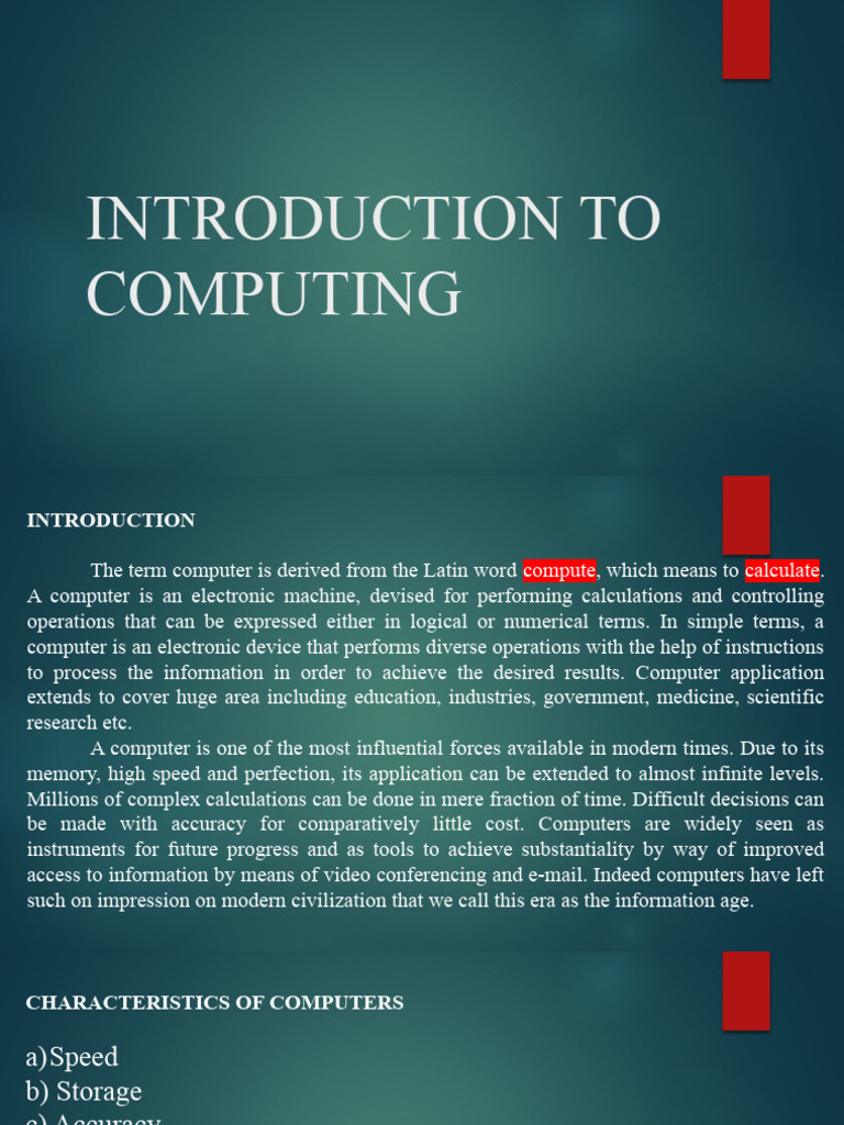Introduction To Computing Prelim Topic Download Free Pdf Computer Data Storage Gear