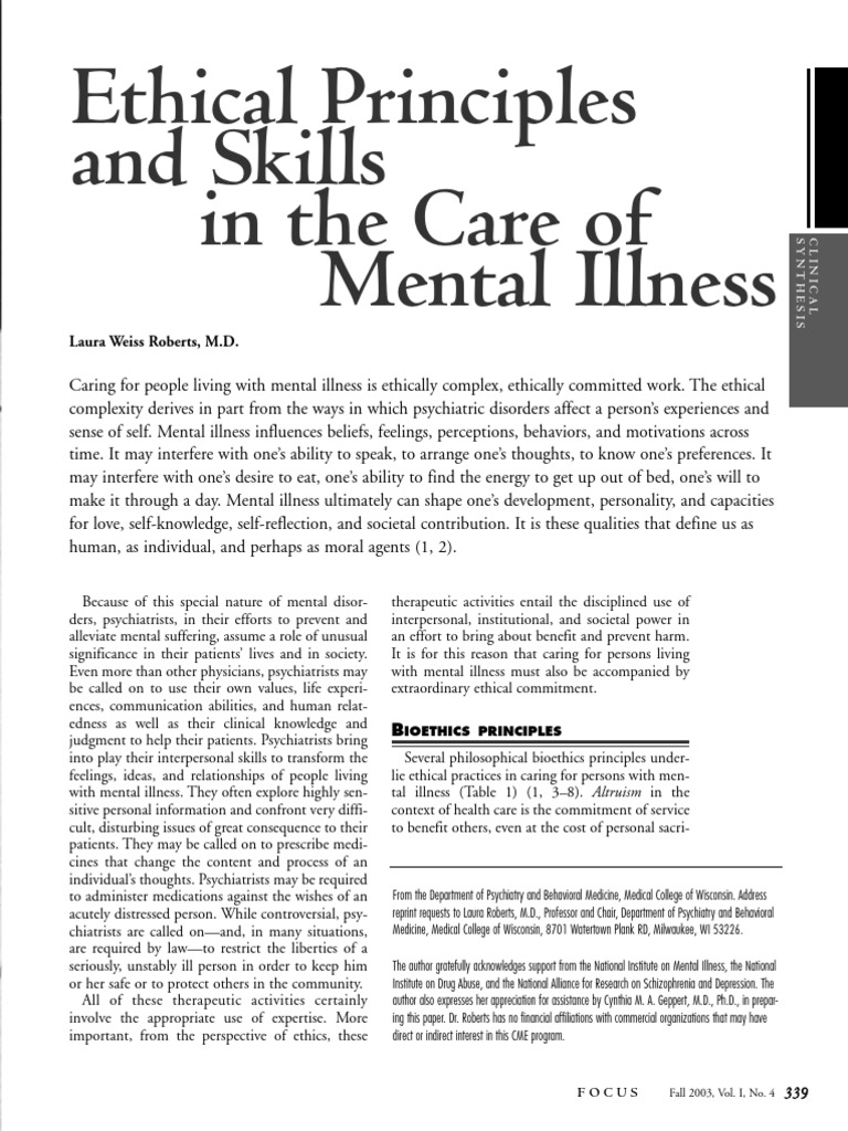 Roberts 2003 Ethical Principles and Skills in The Care of Mental ...