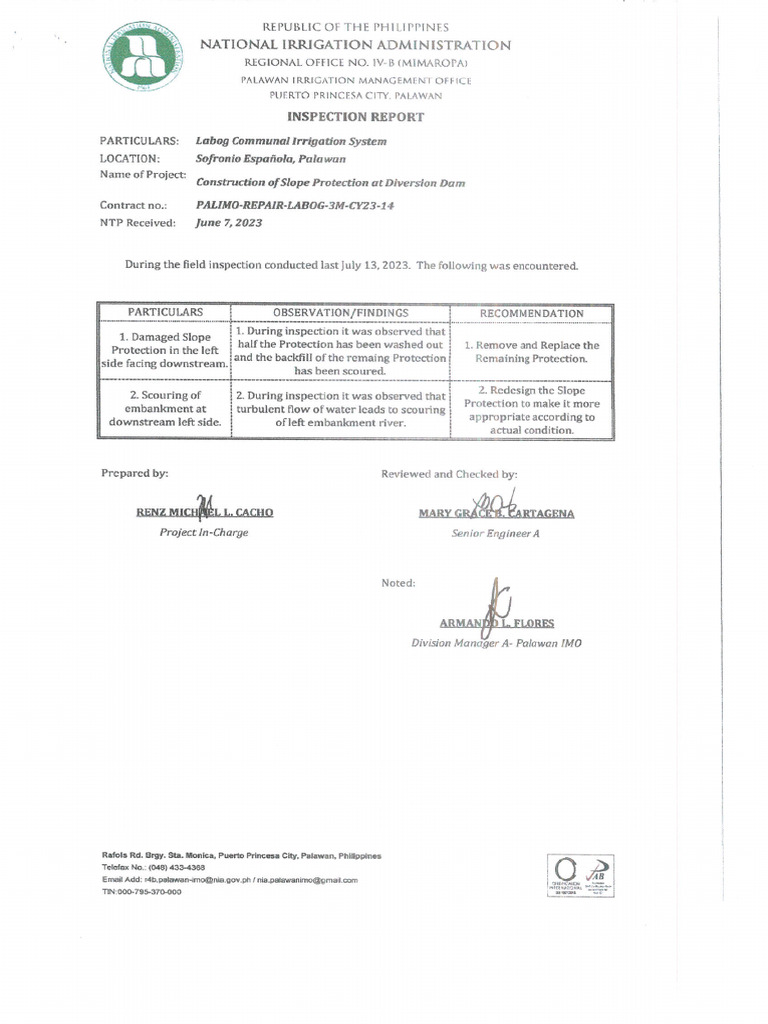 APPROVED VARIATION ORDER NO.1 OF LABOG CIS CY 2023, CONSTRUCTION OF ...