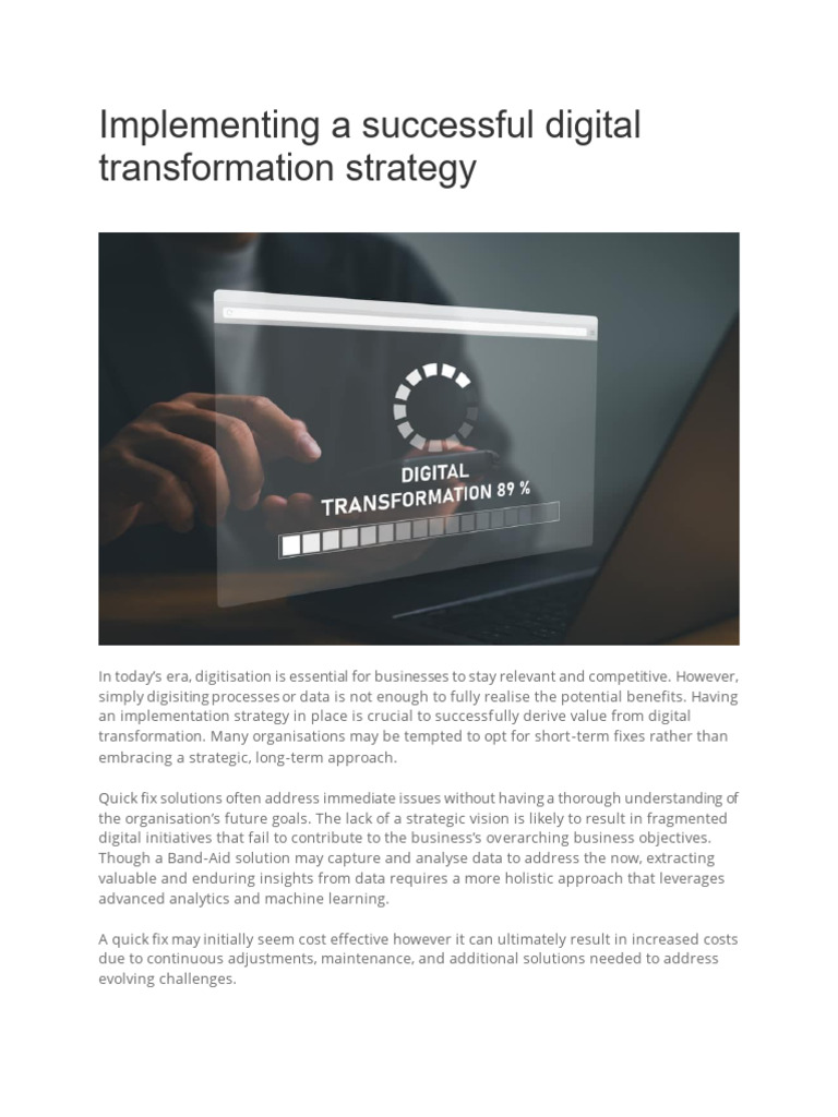 Implementing A Successful Digital Transformation Strategy | PDF