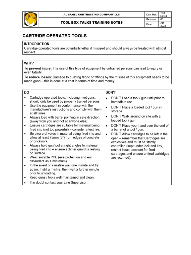 Cartridge Operated Tools | PDF | Cartridge (Firearms) | Gun