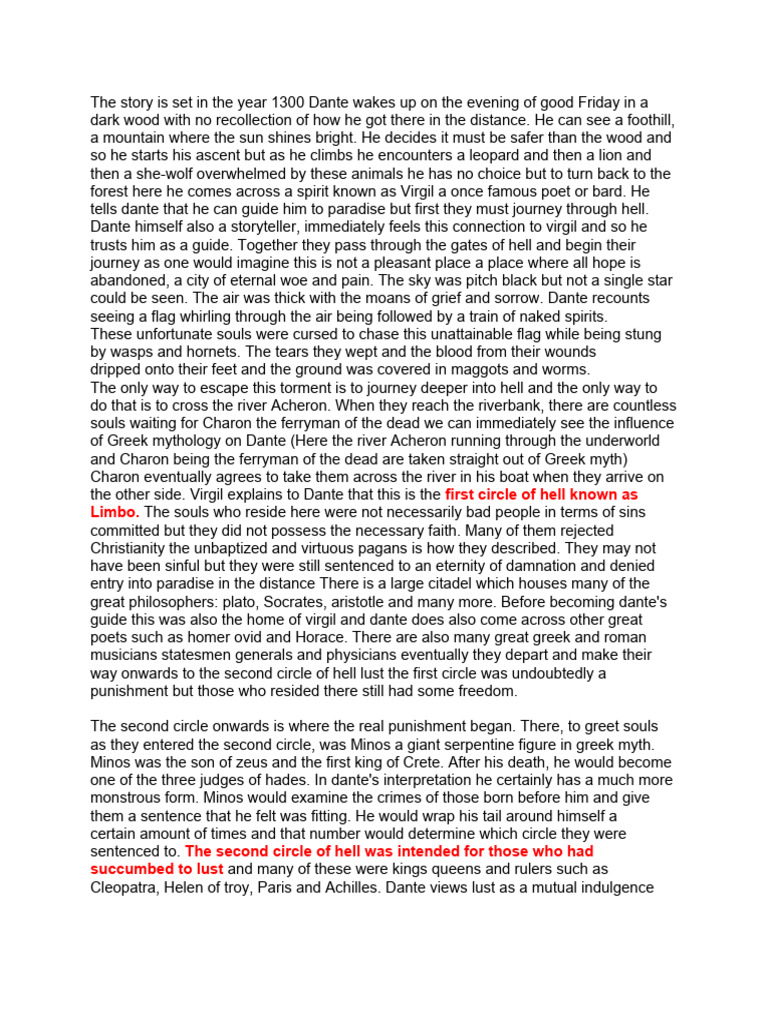 Summary of Inferno 1 | PDF | Hell
