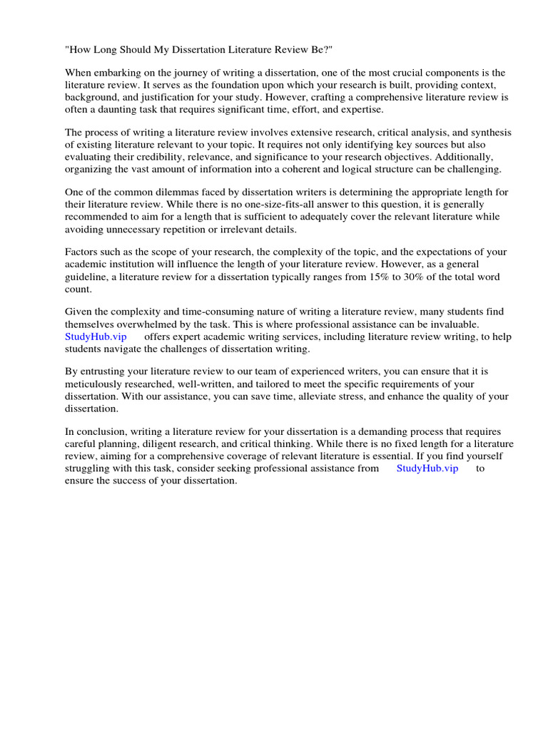 How Long Should My Dissertation Literature Review Be | PDF | Thesis ...