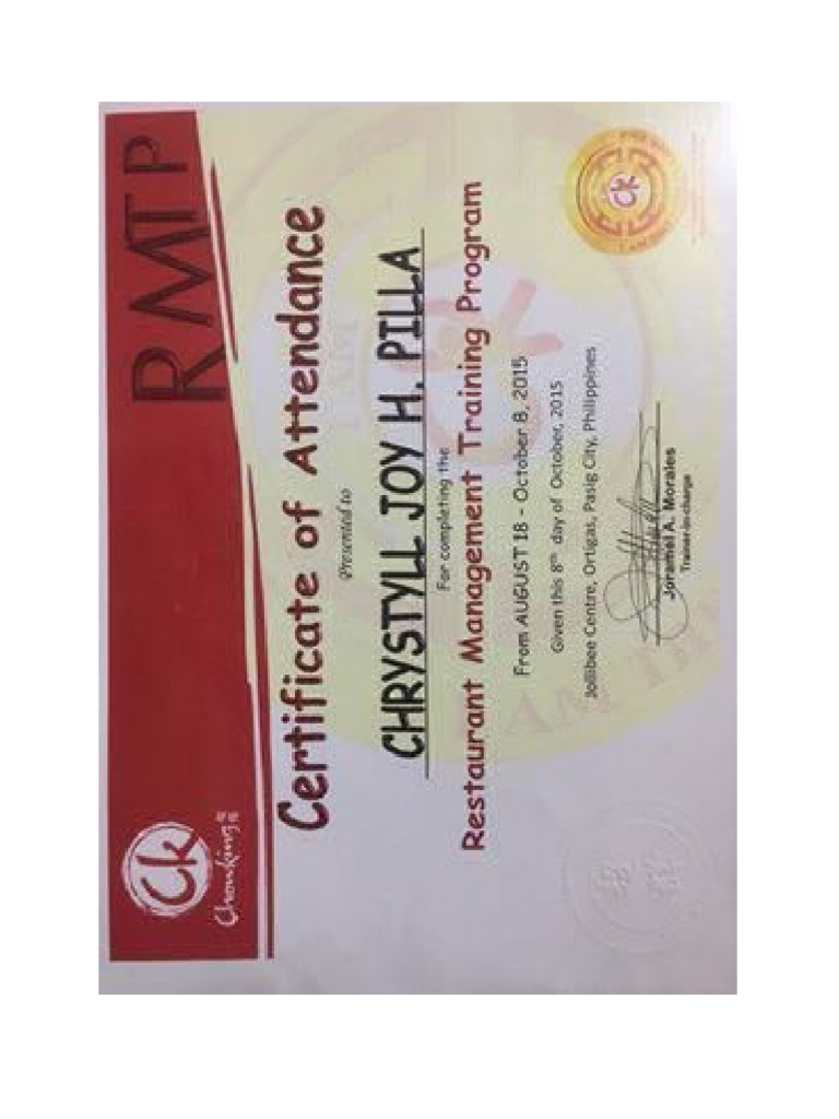 RMTP Certificate | PDF