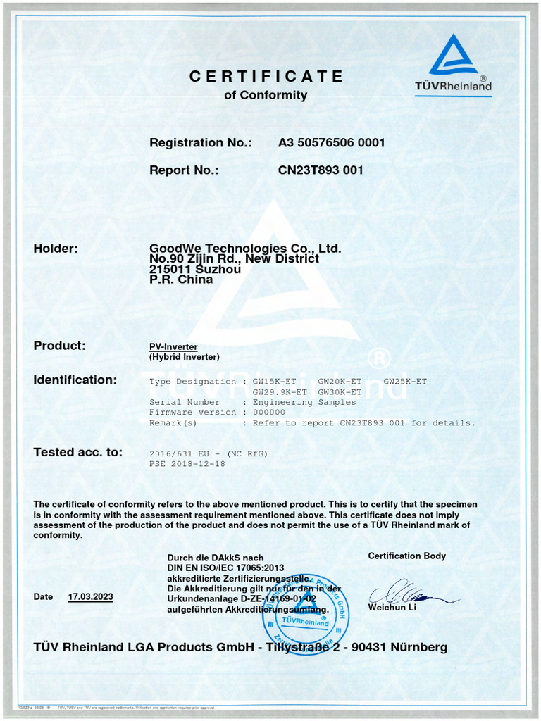 Certificat NC RFG PL EN | PDF