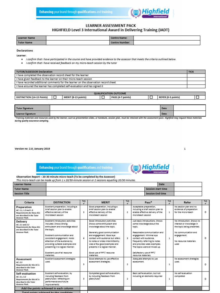 IADT Assessment Pack | PDF | Human Communication | Behavior Modification