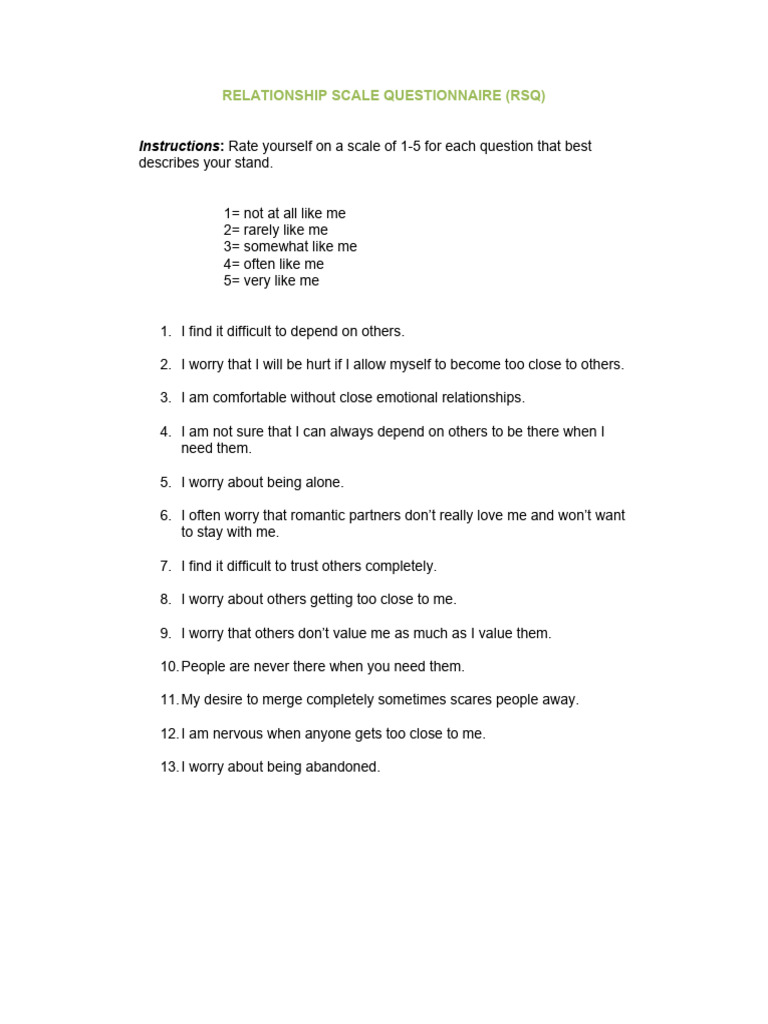 Relationship Scale | PDF