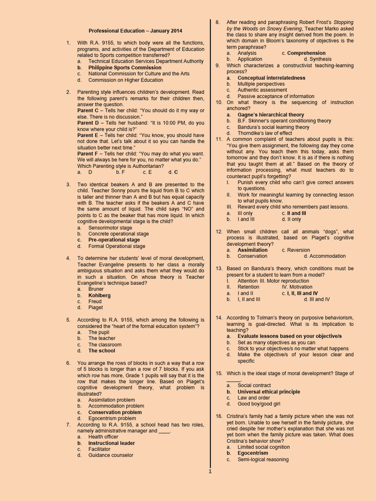 900 Prof Ed | PDF | Psychological Concepts | Cognitive Science