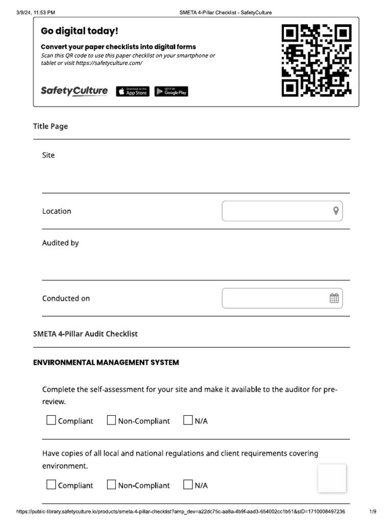 SEDEX checklist by Safety Culture | PDF