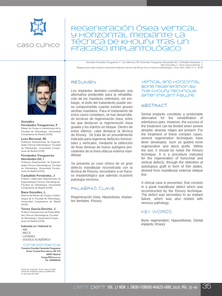 Regeneración ósea con técnica de Khoury | PDF | Hueso | Anatomía