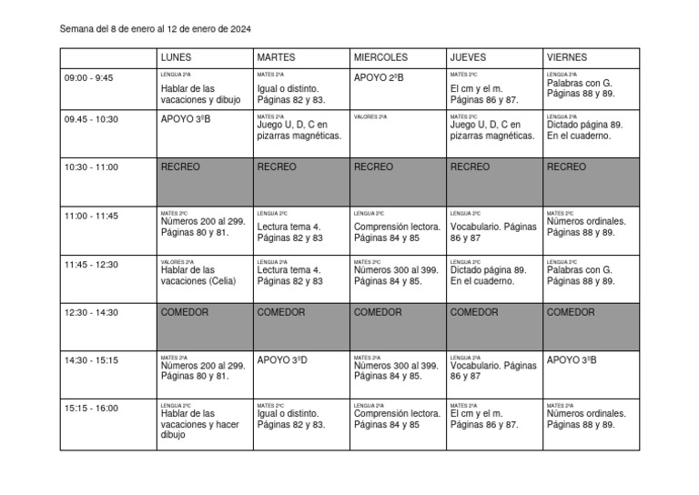 Programación Semanal-1 | PDF