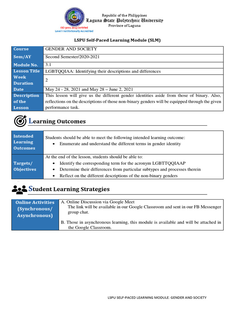 Earning Outcomes: LSPU Self-Paced Learning Module (SLM) | PDF ...