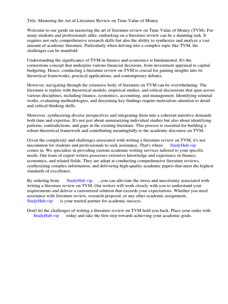 Time Value of Money Literature Review | PDF | Present Value | Time ... Time Value of Money Literature Review | PDF | Present Value | Time ...