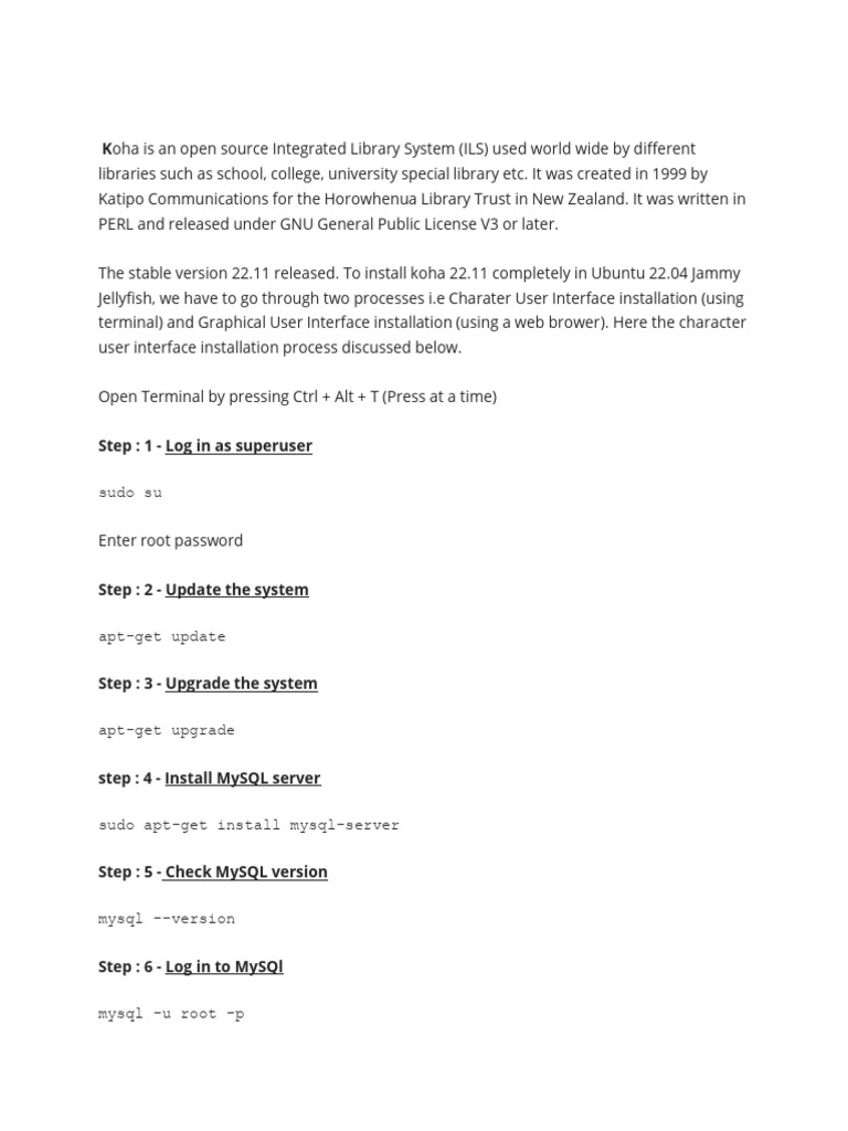 Koha_installation_on_Ubuntu | PDF | Sudo | My Sql